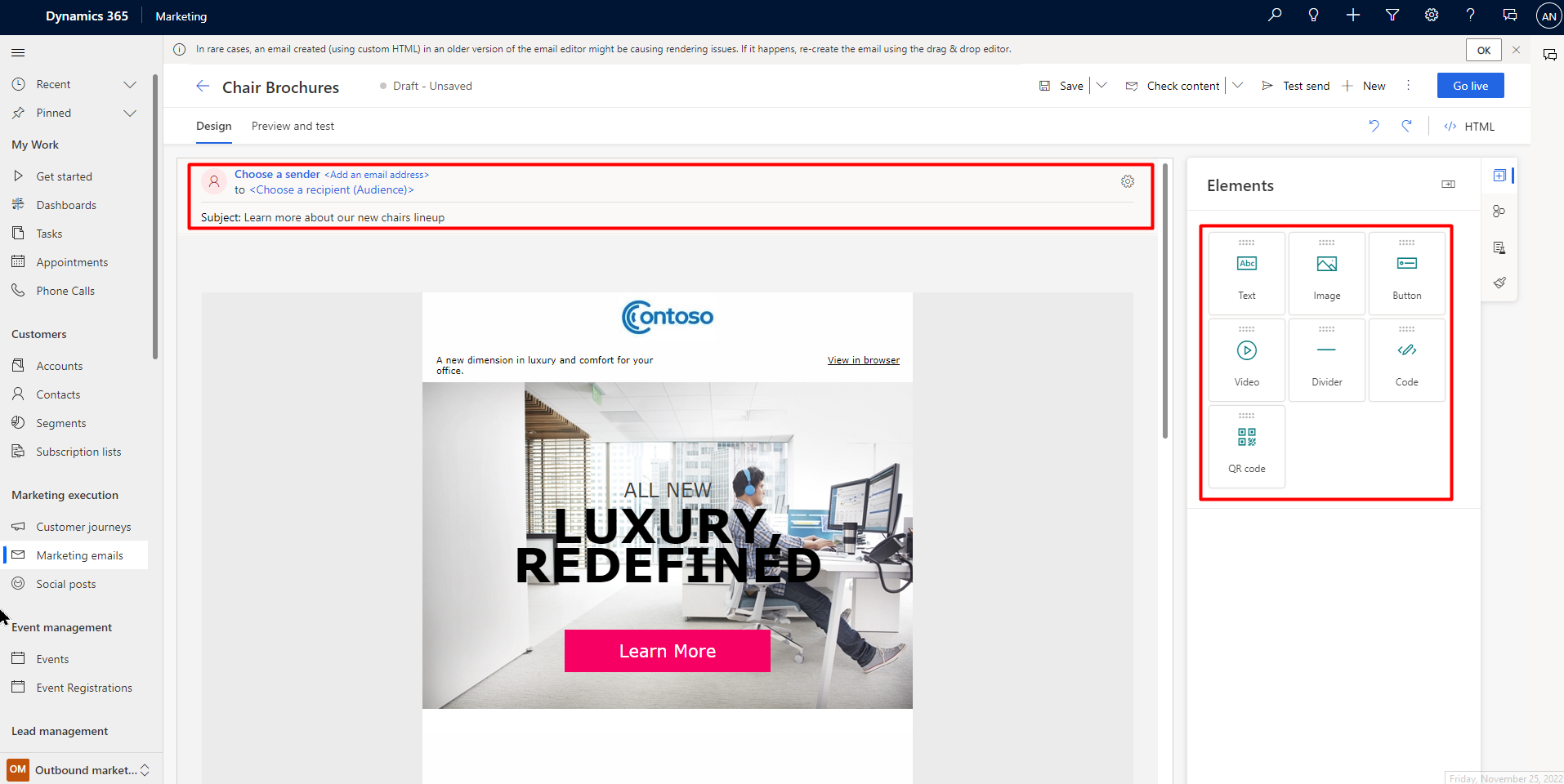Dynamics 365 Marketing Create Marketing Emails