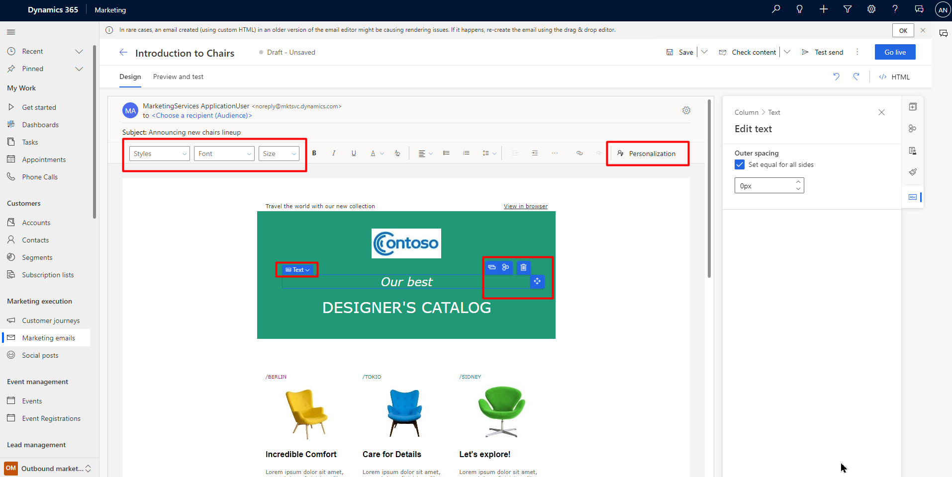 Dynamics 365 Marketing Create Marketing Emails