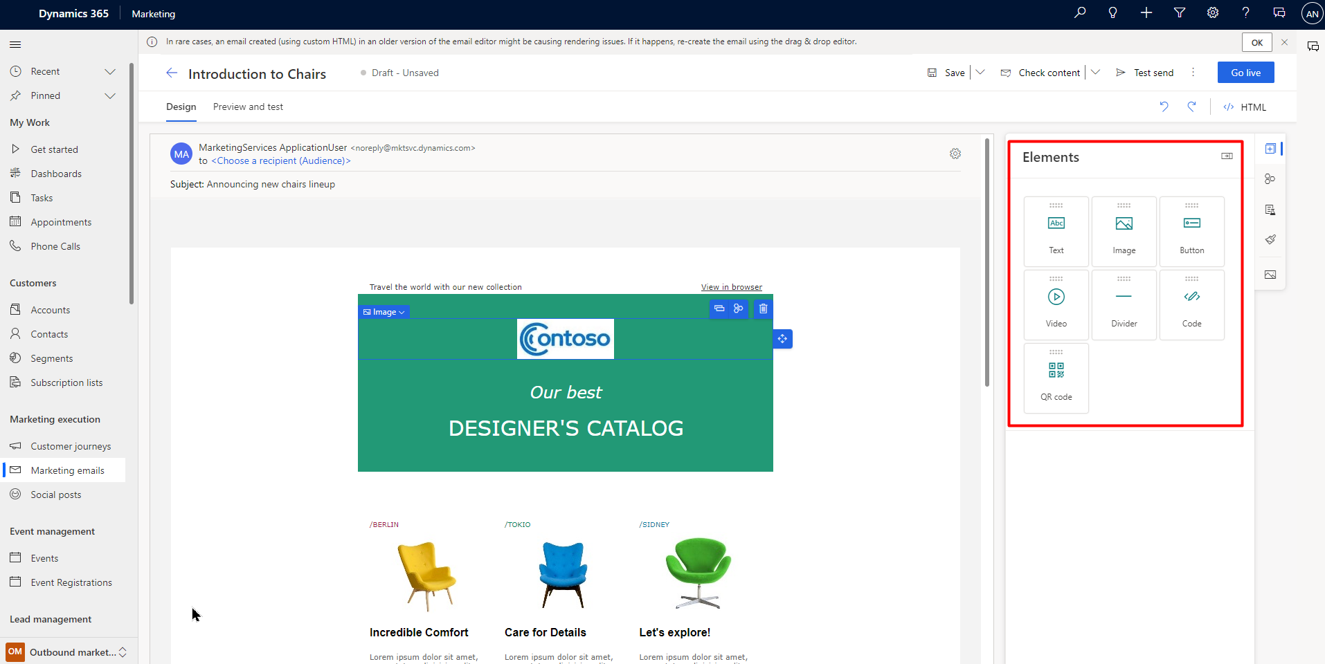 Dynamics 365 Marketing Create Marketing Emails
