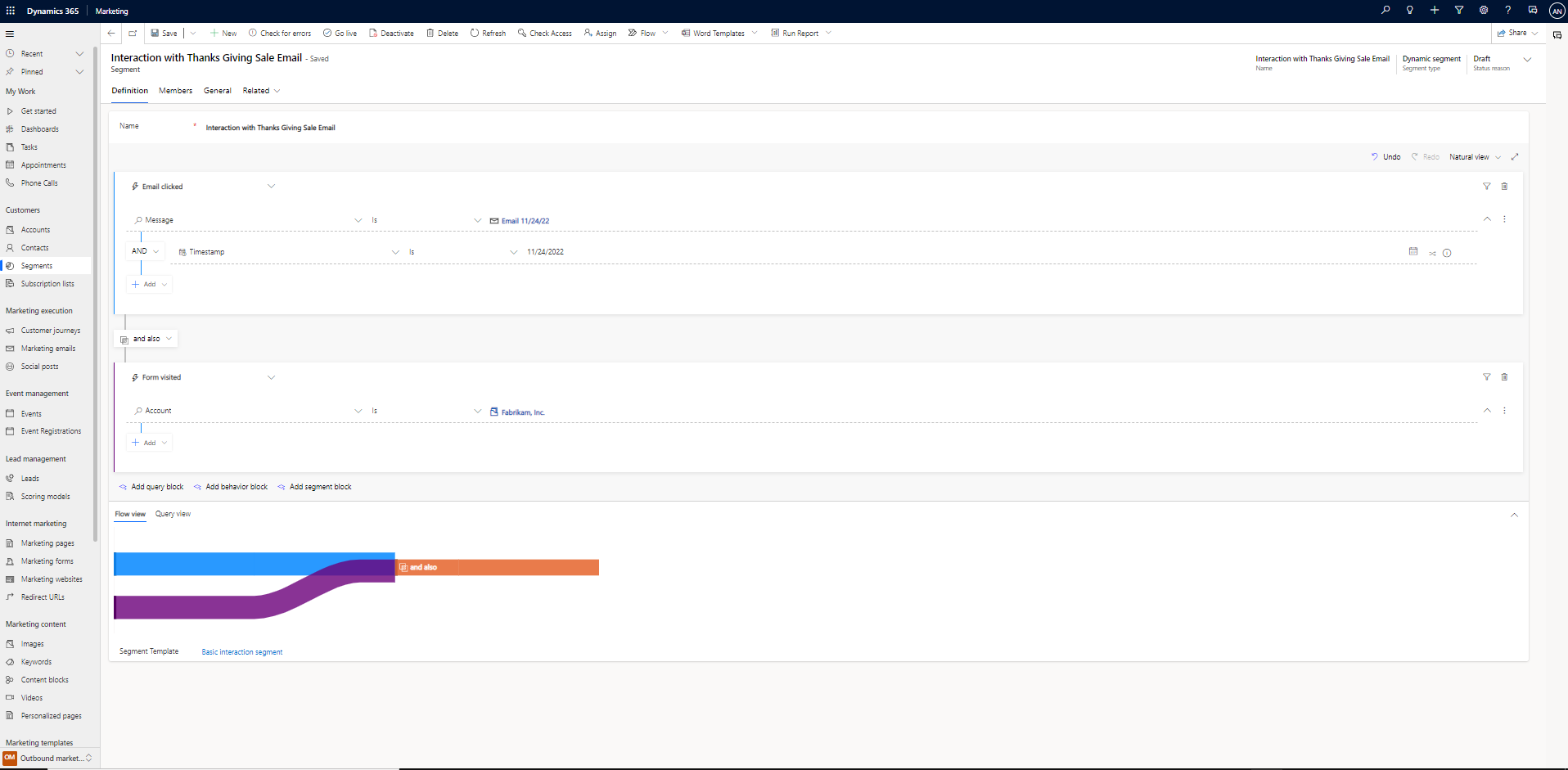 Microsoft Dynamics 365 Marketing Segments