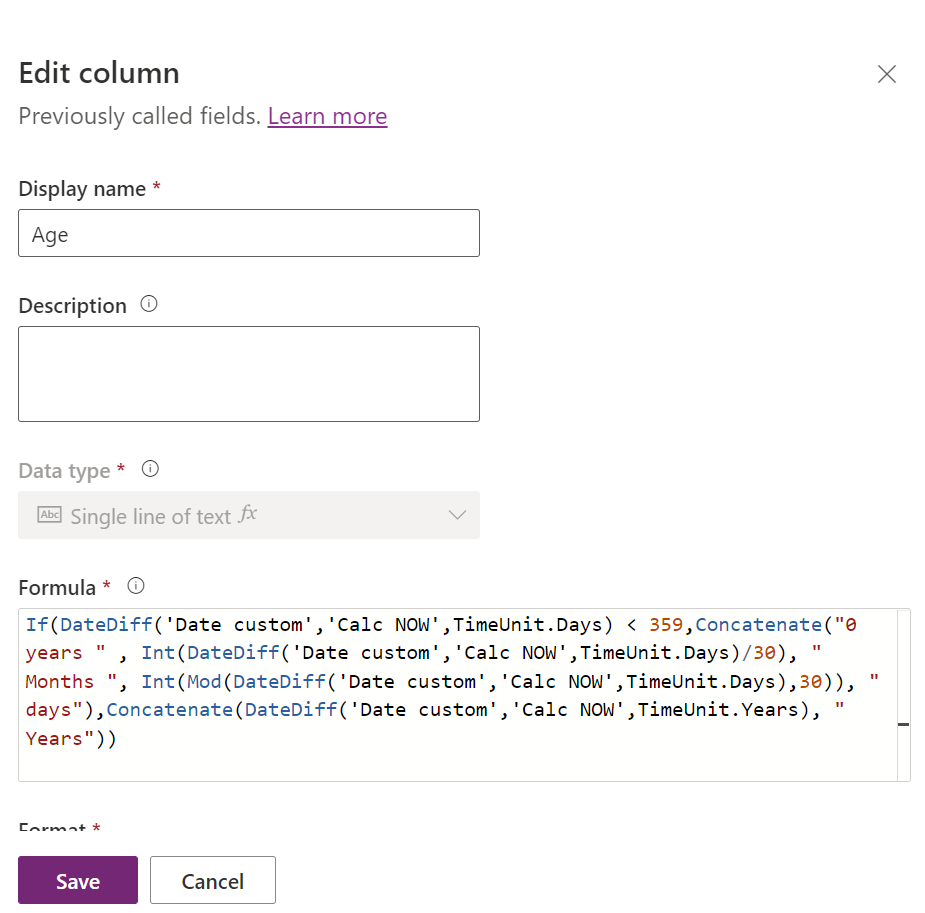 Calculate Age using Formula Column