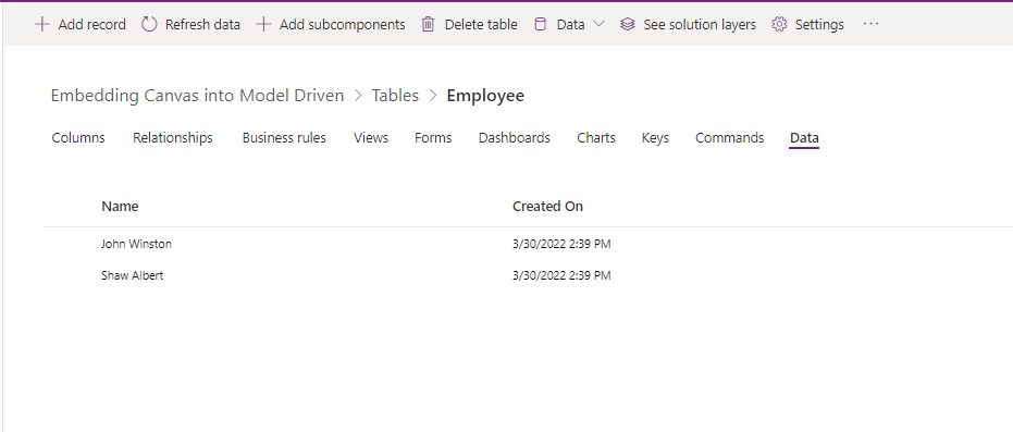 Can a Canvas App be embedded into a Model Driven App's screen.