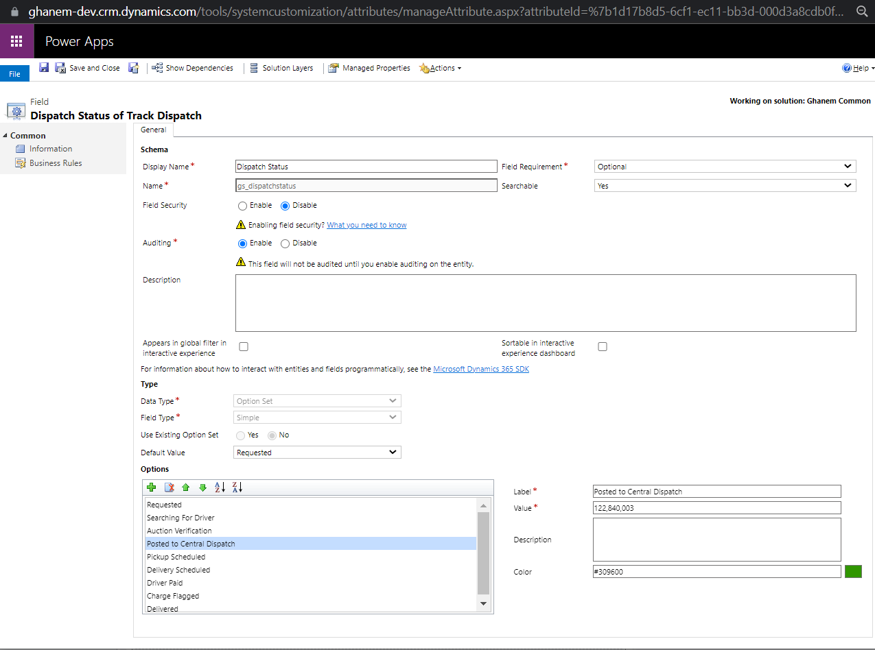 How to Set Color in Option Set in the Model Driven app
