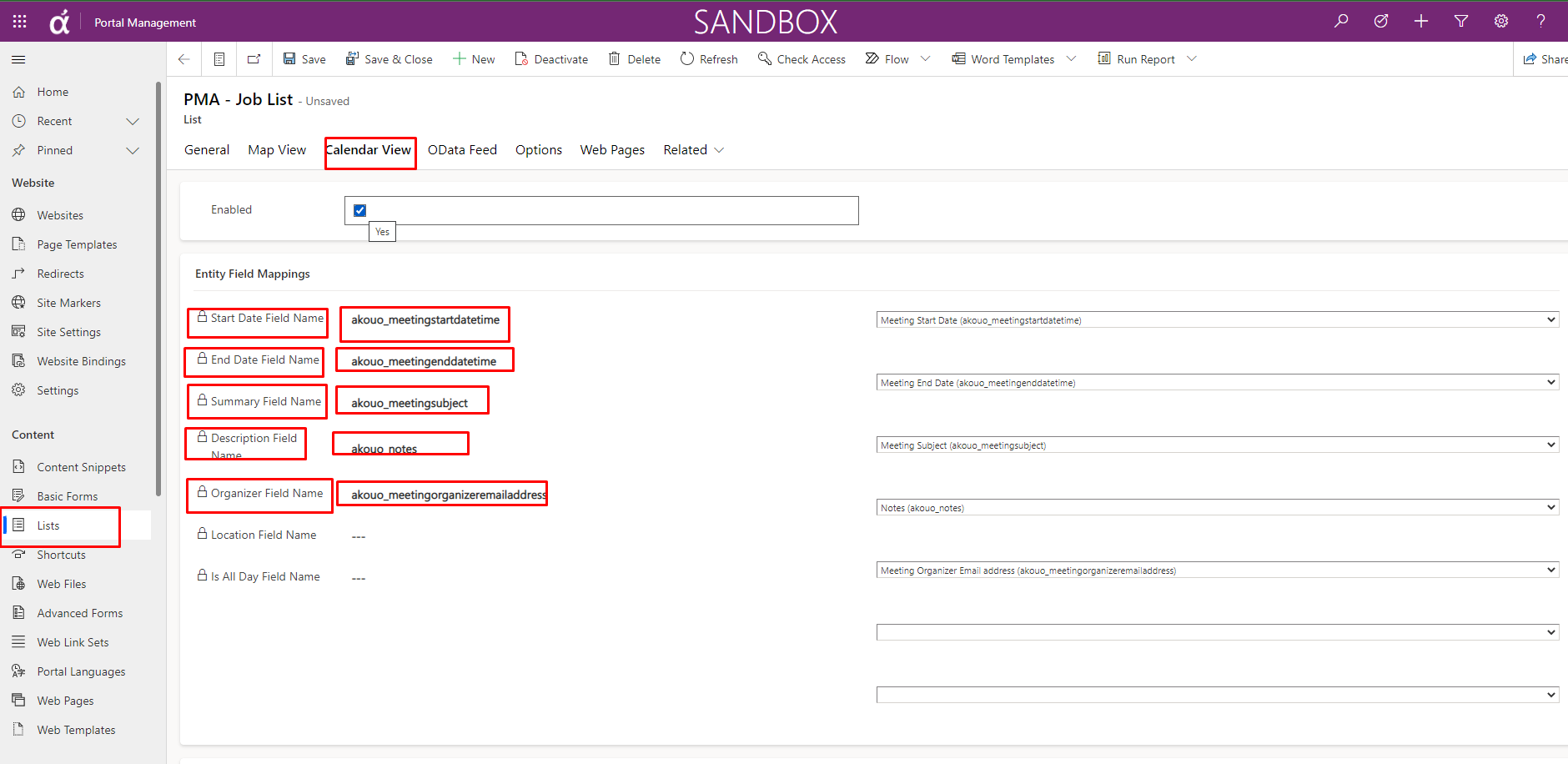How to Configure Calendar view for Lists in portals
