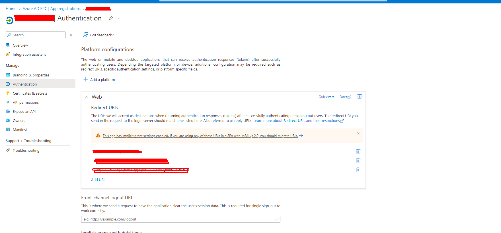 Redirection Rule for Portals Using Azure ADB2C Tenant